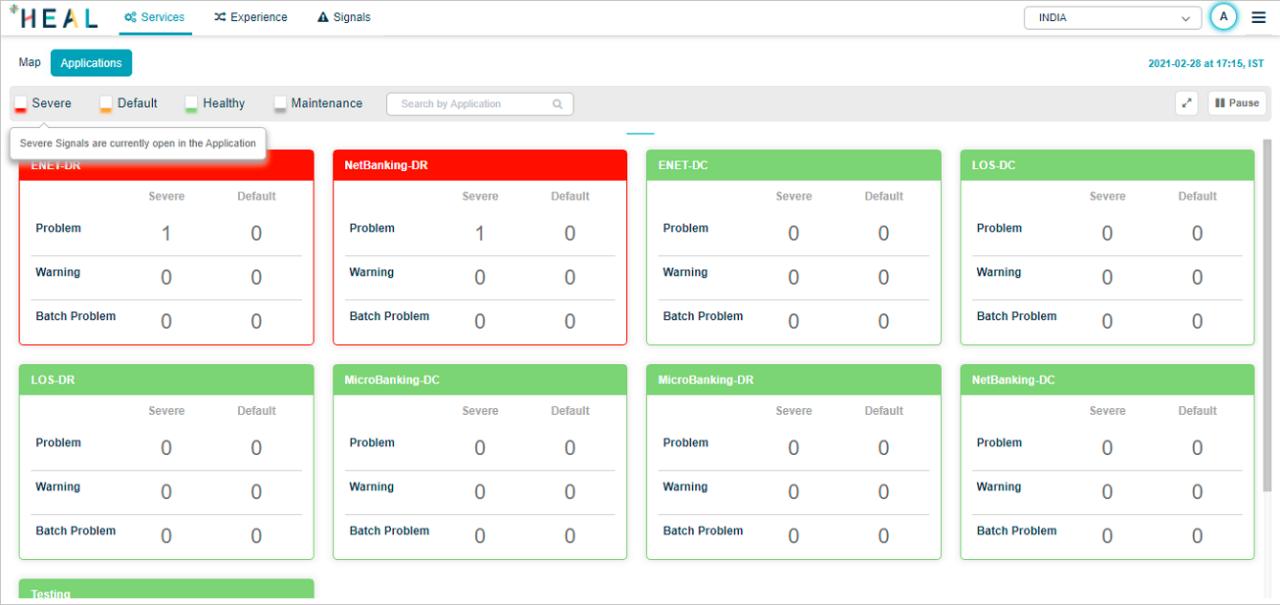 Viewing Application Health | Heal Software Inc